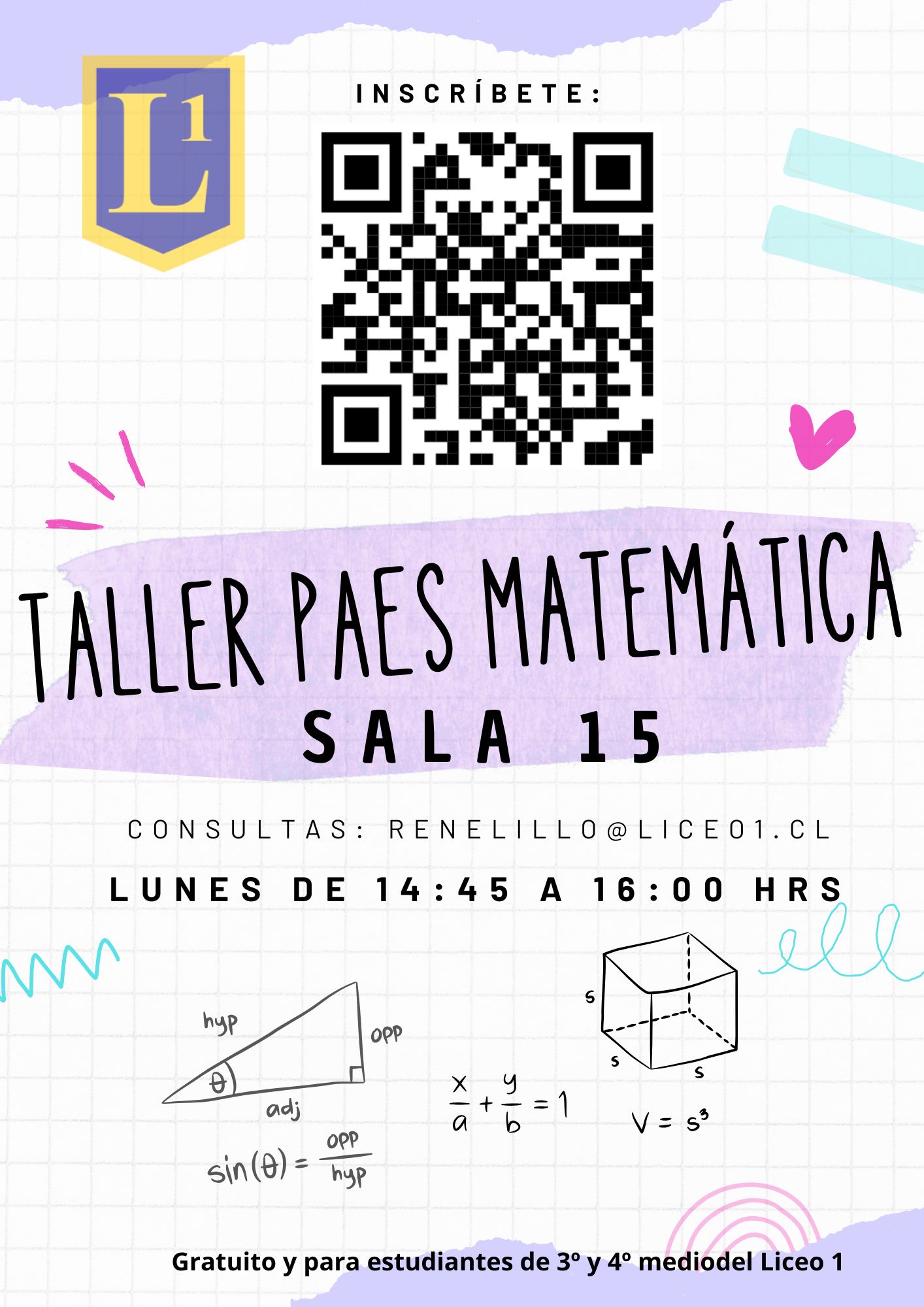 Inscríbete en el Taller PAES de Matemática – Liceo N°1 Javiera Carrera
